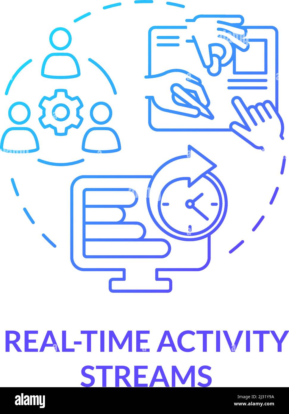 Real time activity streams blue gradient concept icon Stock Vector ...