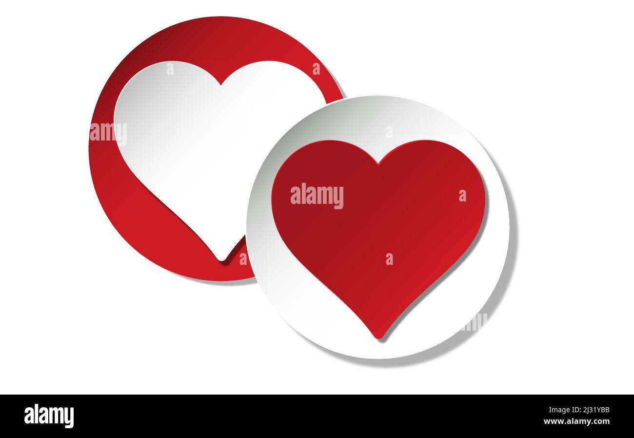 Two hearts inside the circles. Love and Valentine's day. Vector pattern ...