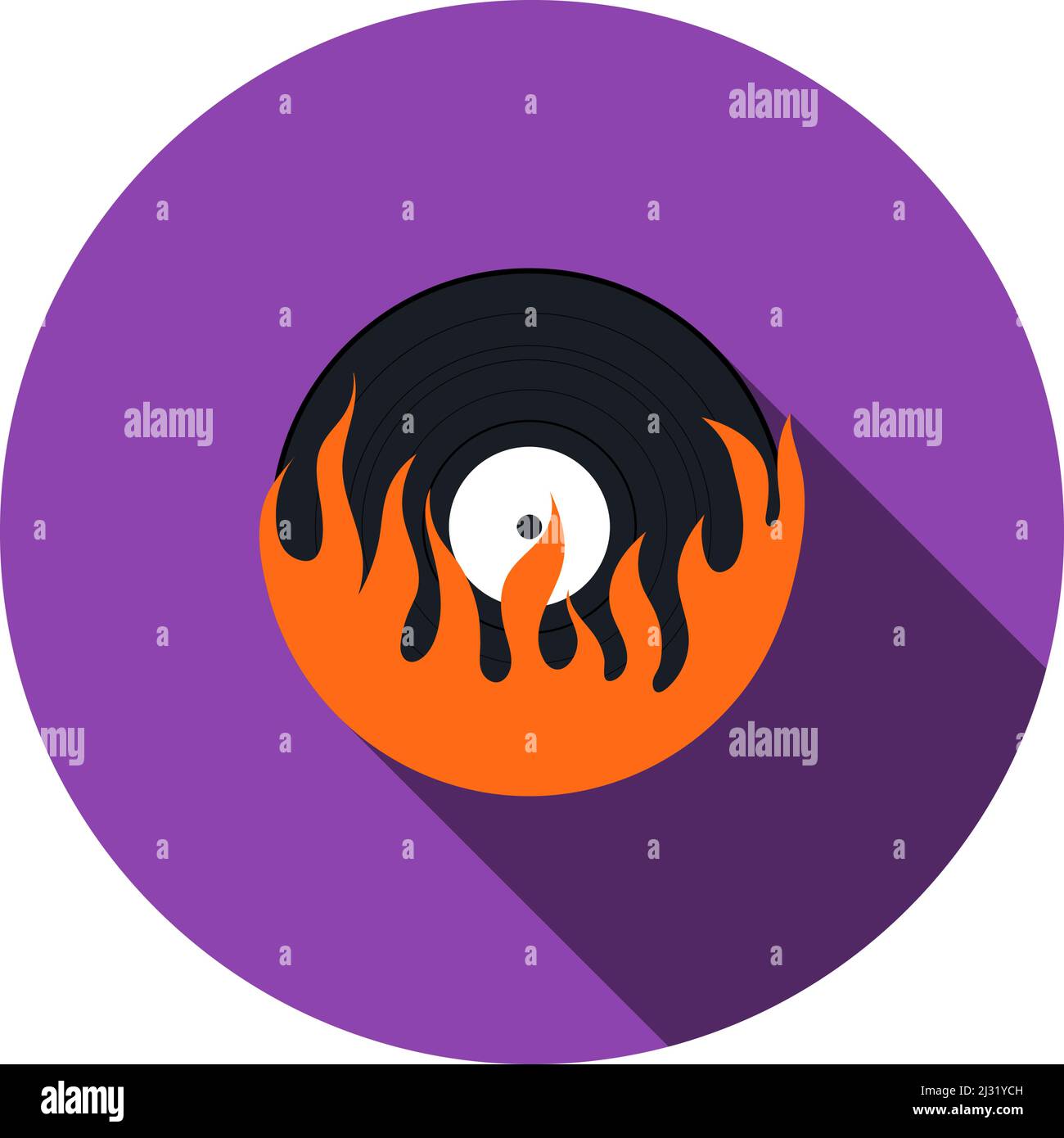 Flame Vinyl Icon. Editable Bold Outline With Color Fill Design. Vector ...