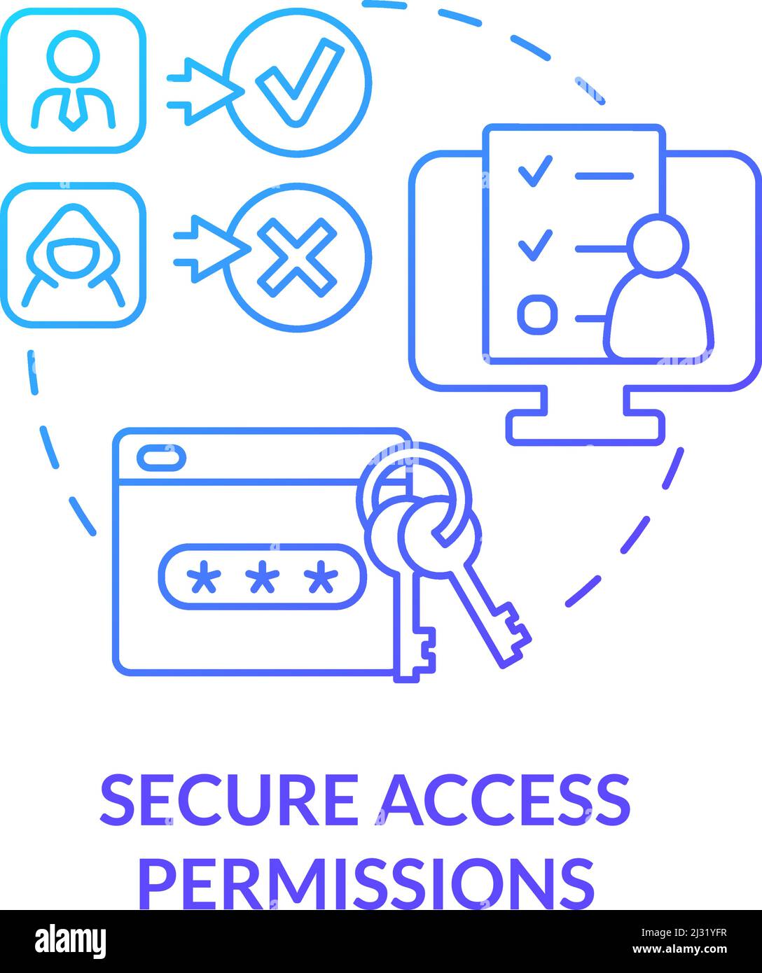 Secure access permissions blue gradient concept icon Stock Vector Image ...