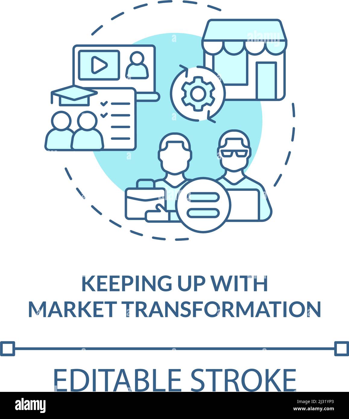 Keeping up with market transformation turquoise concept icon Stock ...