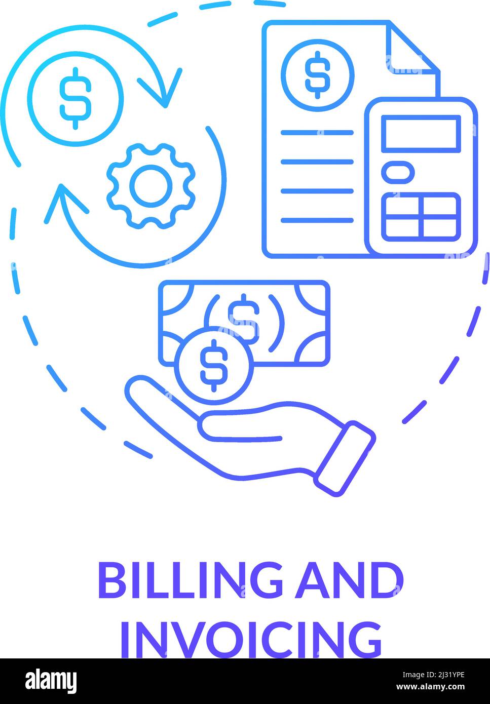Billing and invoicing blue gradient concept icon Stock Vector Image ...