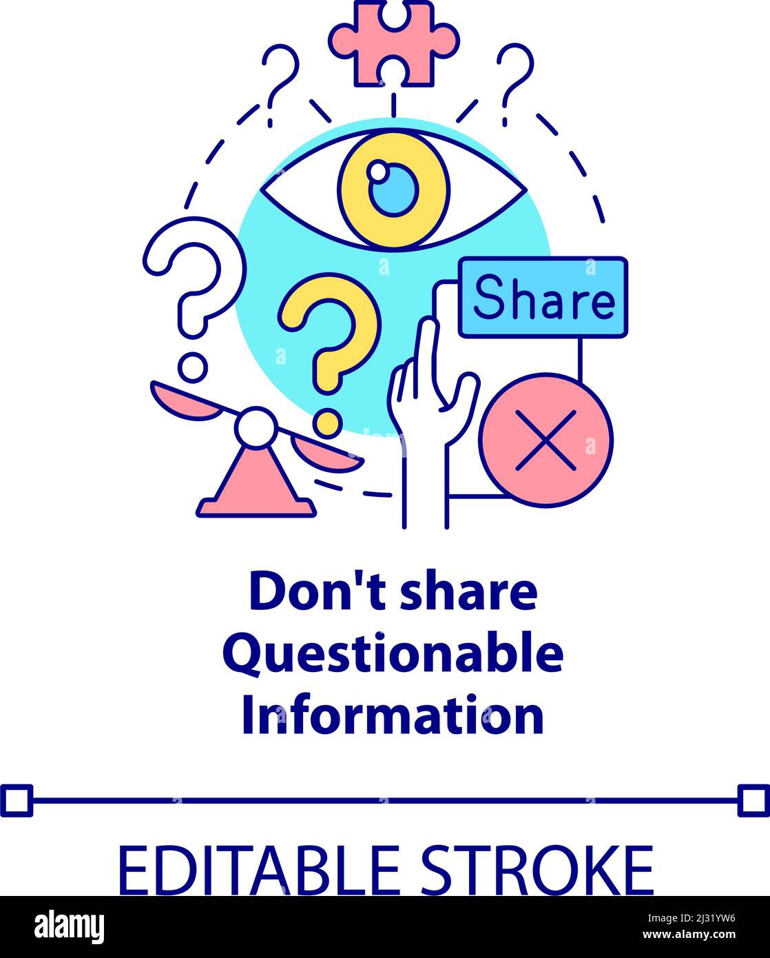 Do not share questionable information concept icon Stock Vector Image ...