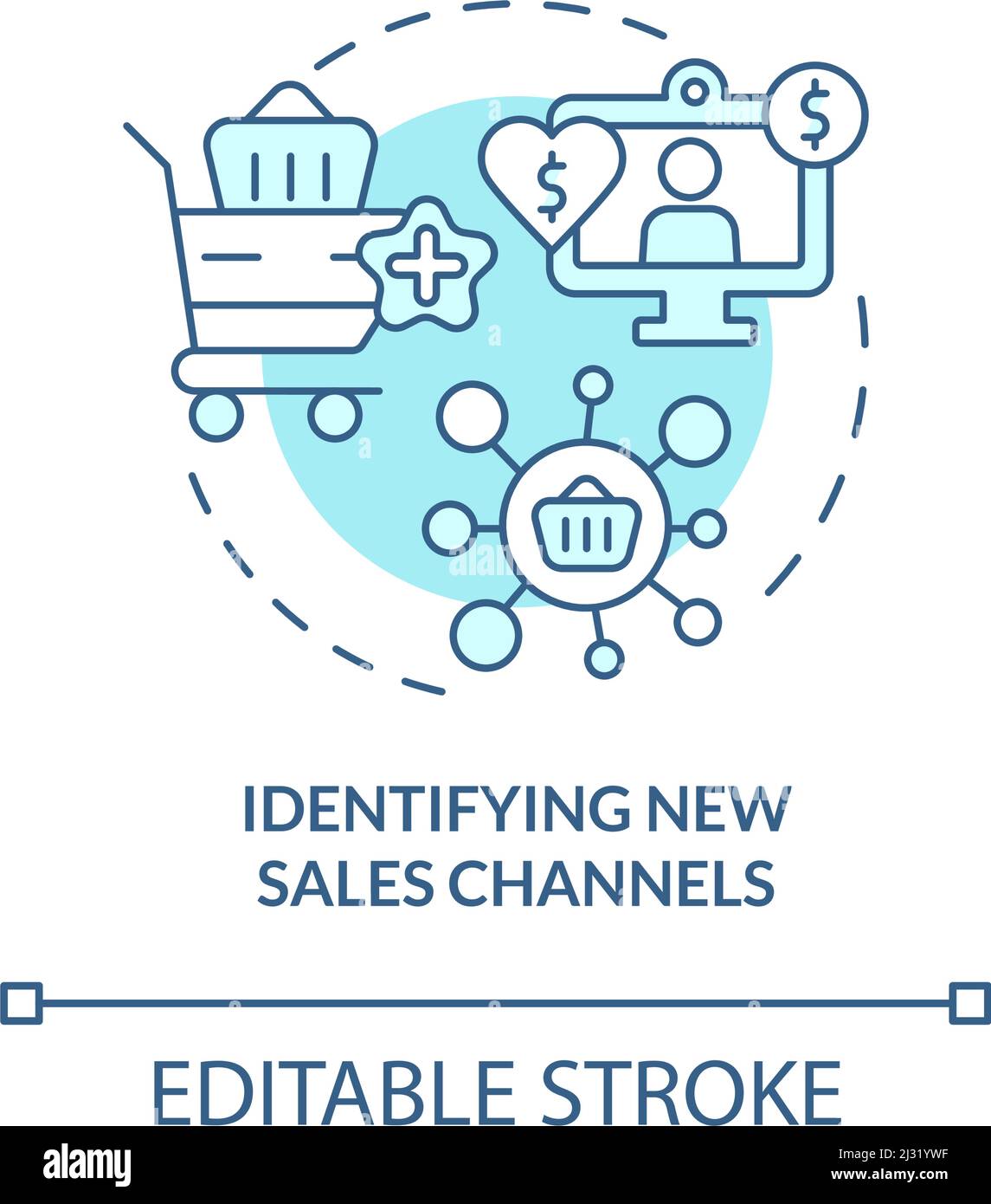 Identifying new sales channels turquoise concept icon Stock Vector Image & Art - Alamy