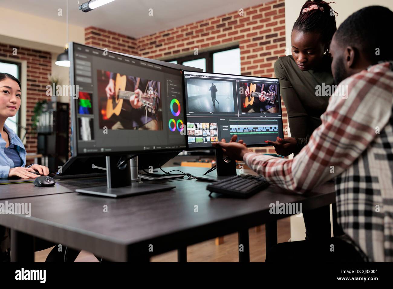 African american videographer editing hi-res stock photography and ...
