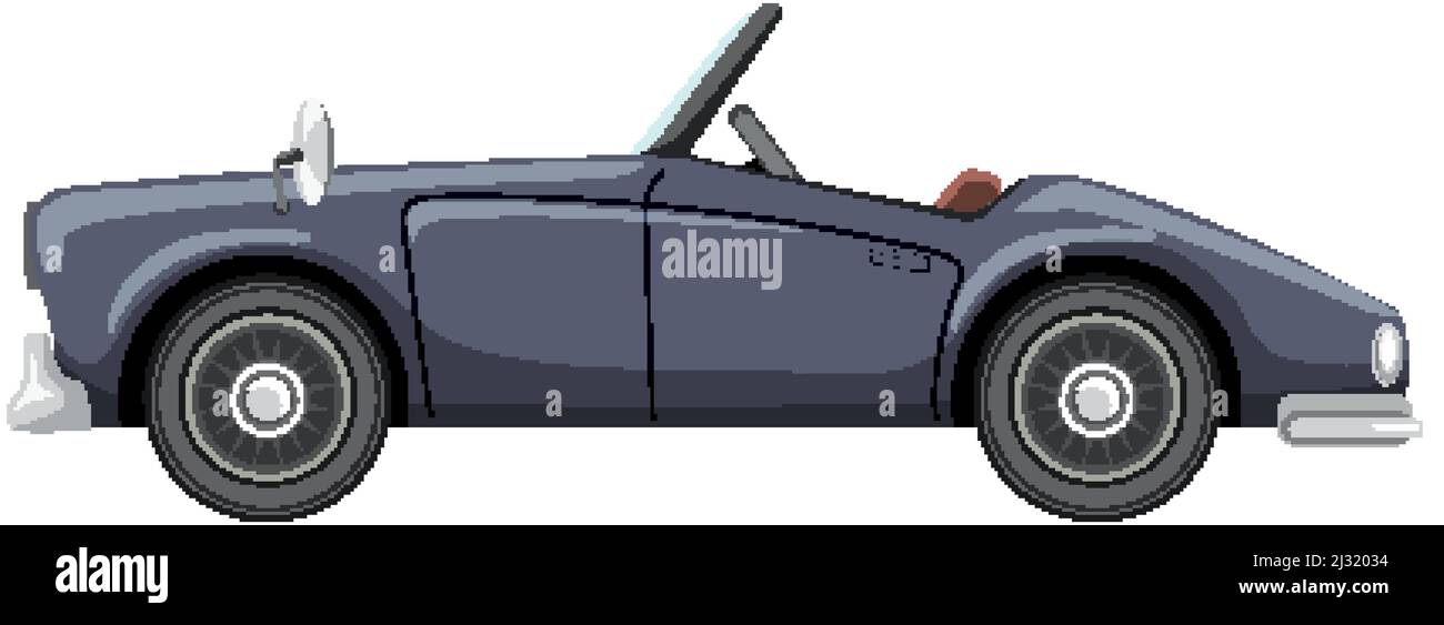 Classic grey car in cartoon style illustration Stock Vector Image & Art ...