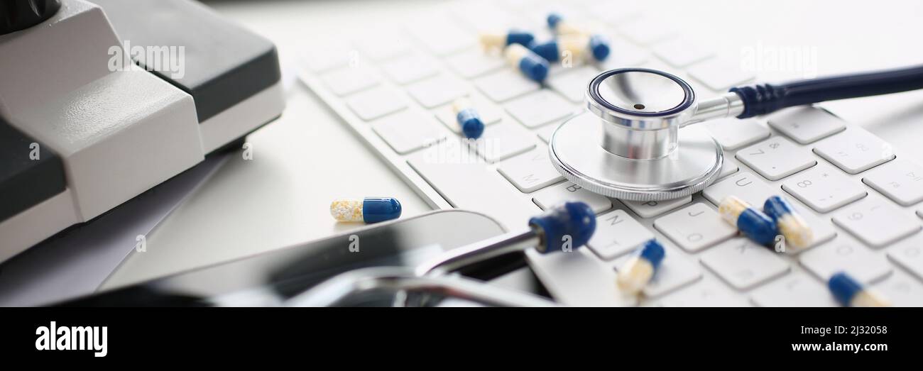 Doctor left mess on table Stock Photo - Alamy