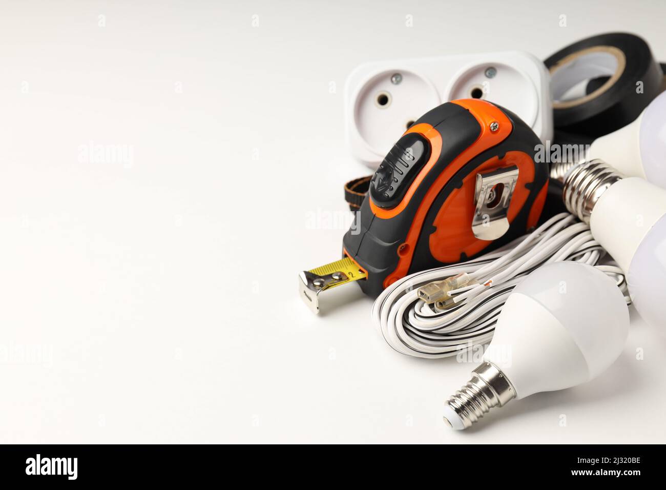 Concept of electrician tools, space for text Stock Photo - Alamy