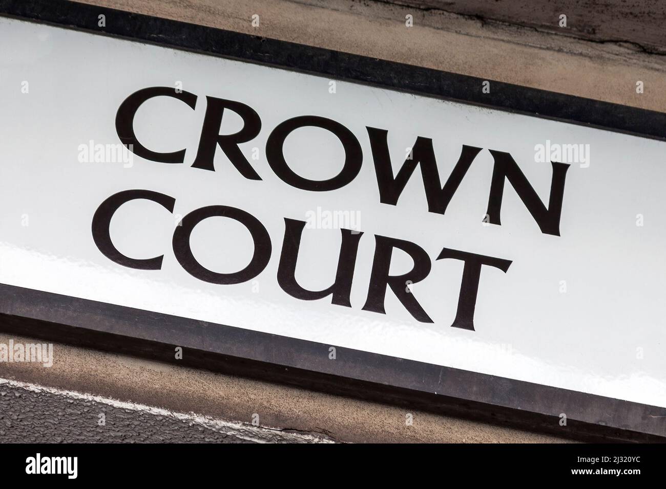 Crown court sign close up which is part of the legal system in the UK ...
