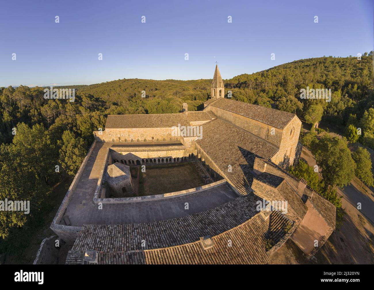 FRANCE. PROVENCE. VAR (83) AERIAL VIEW OF THORONET ABBEY. BUILT BETWEEN 1160 AND 1230, IT IS ONE ...