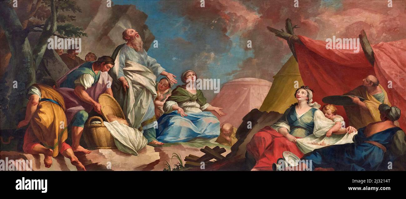 The fall of the manna - oil on canvas - venetian painter of the 18th ...