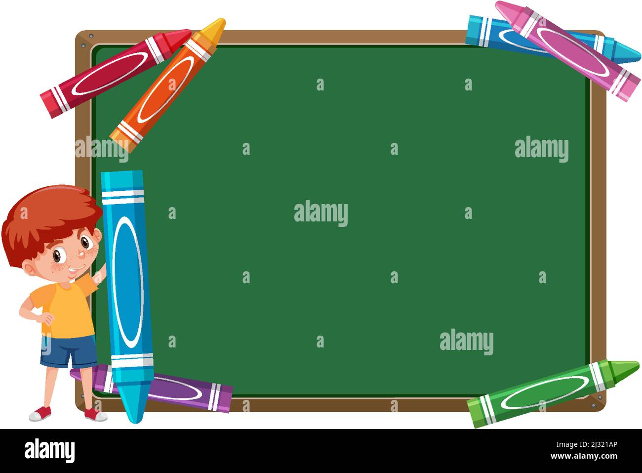 Empty board template with children cartoon character illustration Stock ...