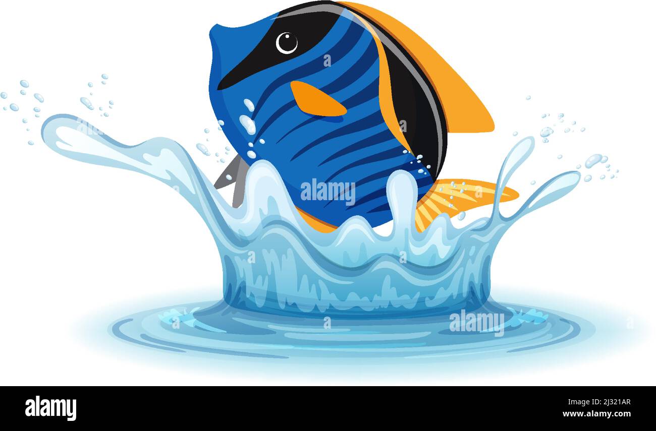 A water splash with fish on white background illustration Stock Vector ...