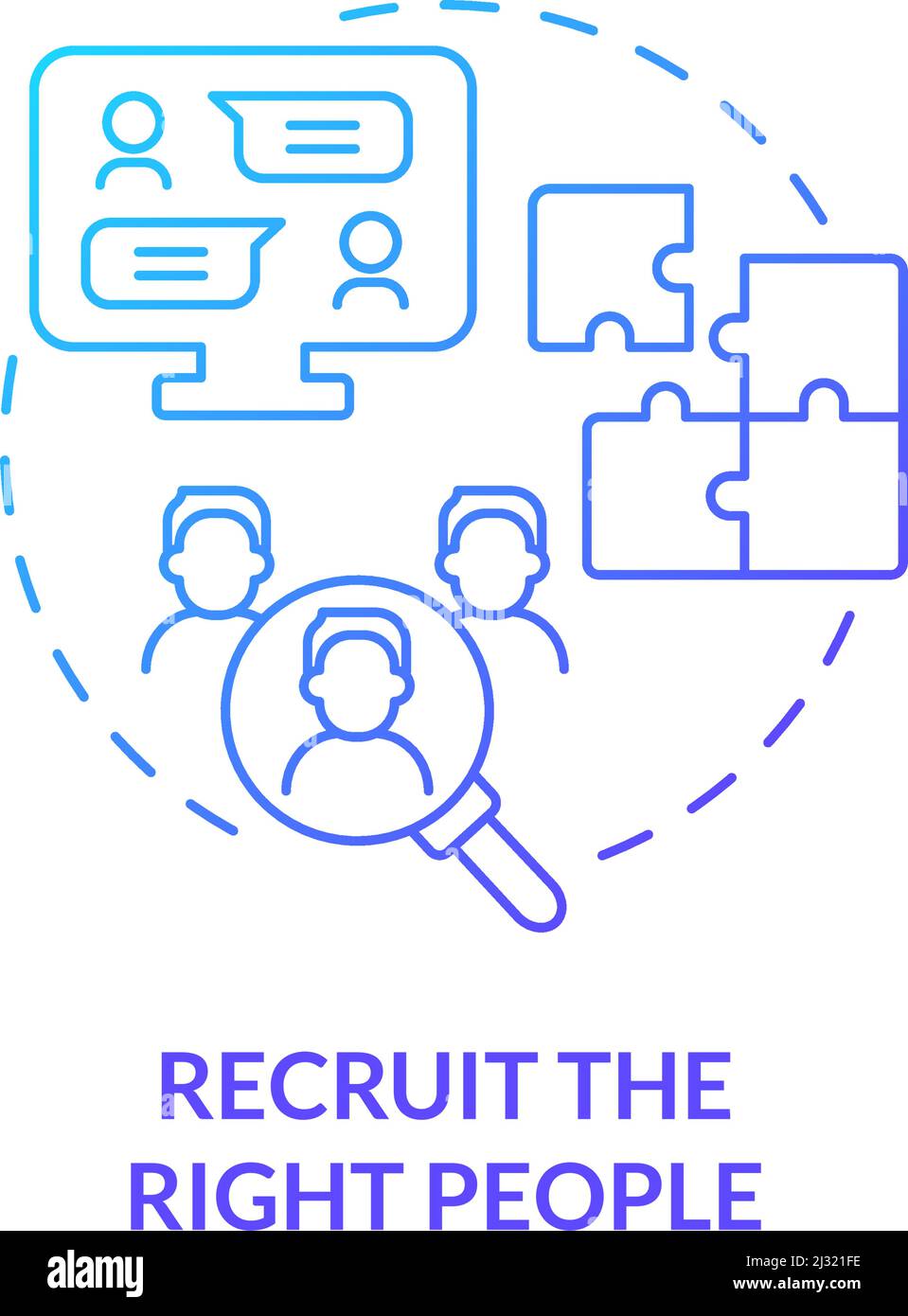 Recruit right people blue gradient concept icon Stock Vector Image ...