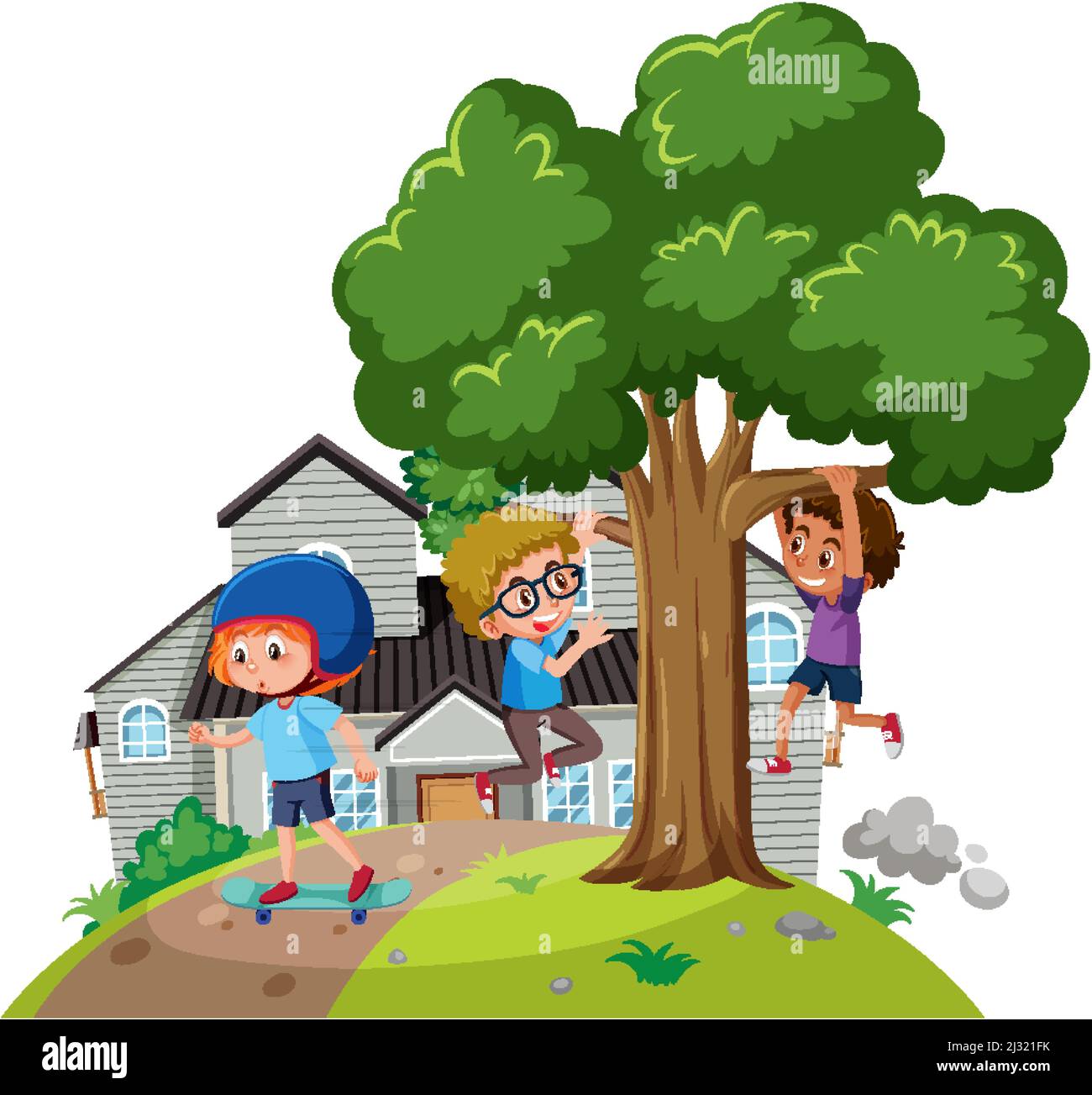 Isolated scene with people cartoon character illustration Stock Vector ...