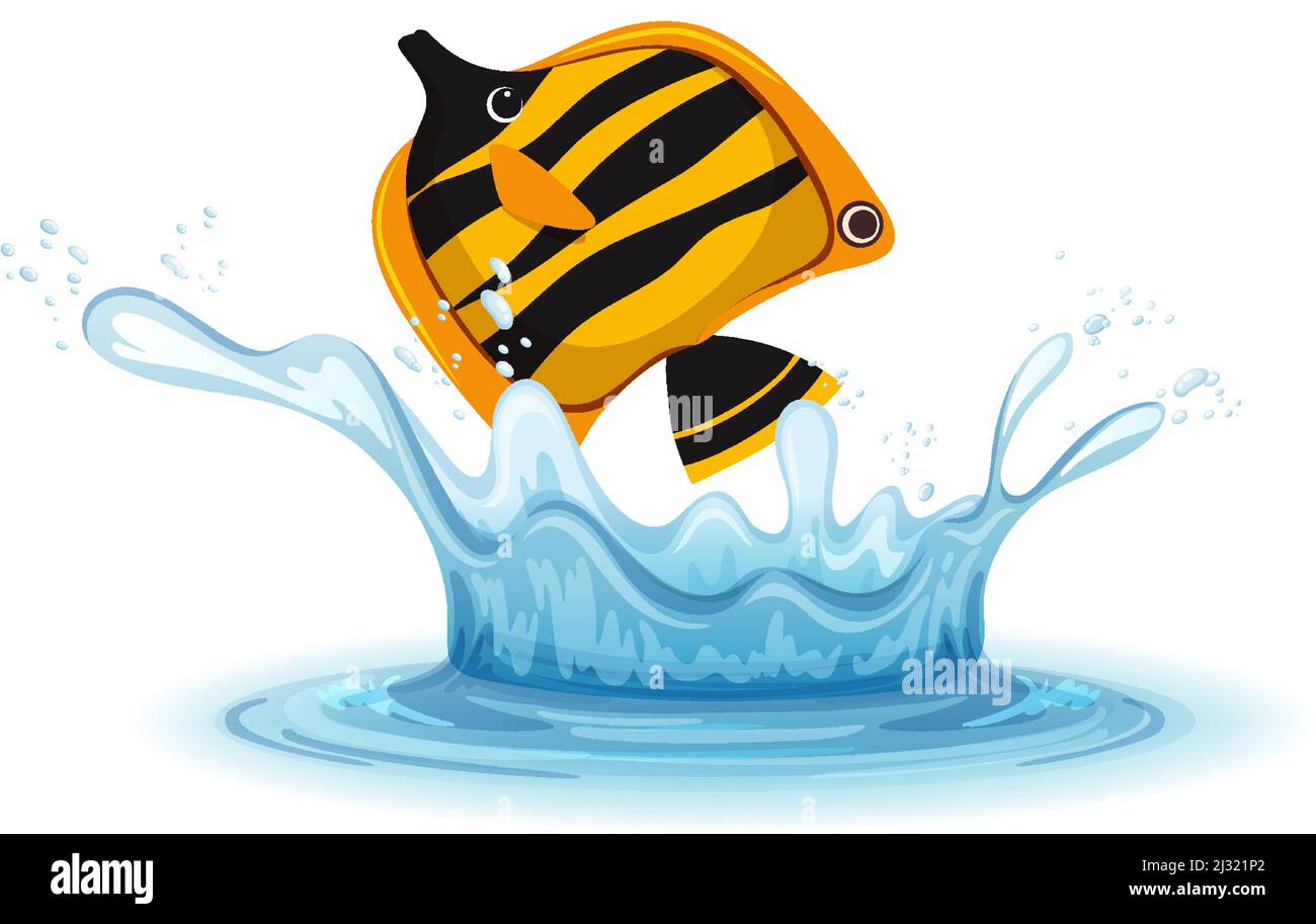 A water splash with fish on white background illustration Stock Vector ...