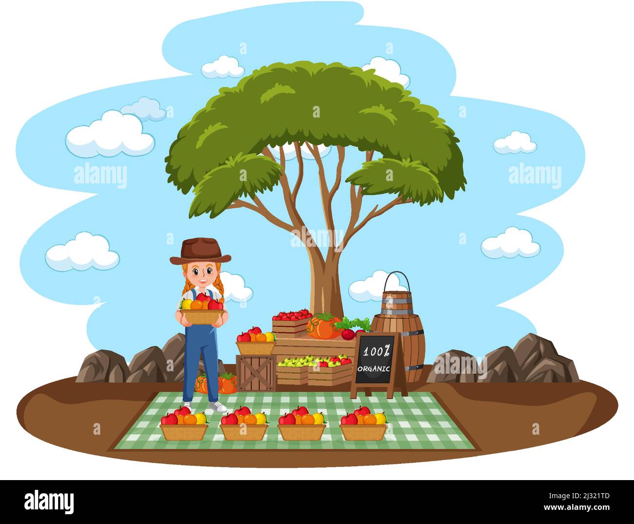Flea market concept with fruit store illustration Stock Vector Image ...
