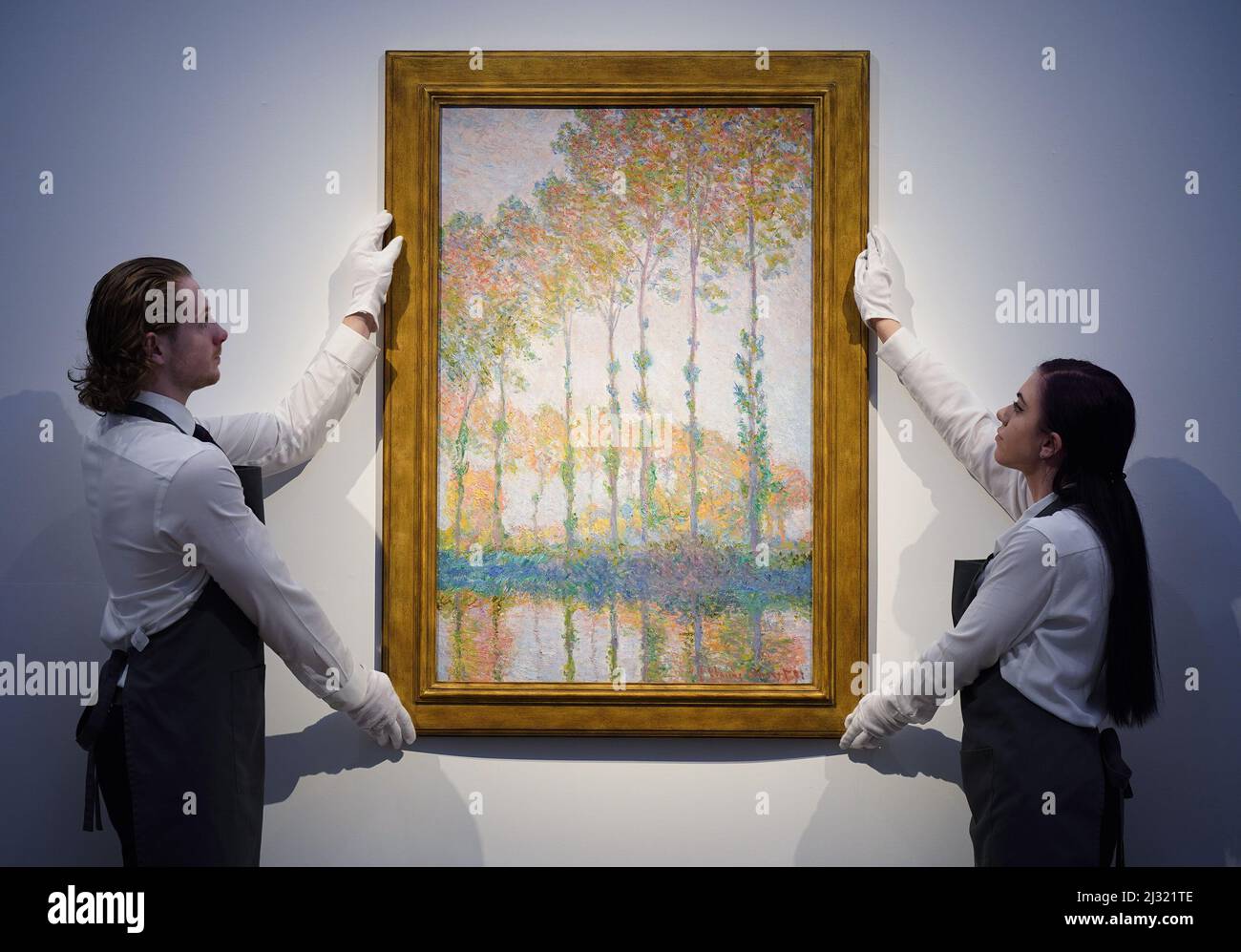 A painting by Claude Monet, Peupliers au bord de l'Epte, automne, 1891 ...