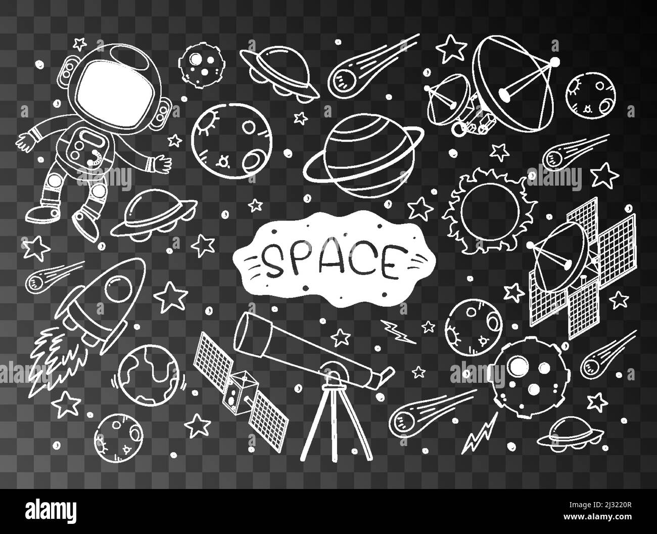 Hand drawn doodle of space icons illustration Stock Vector Image & Art ...