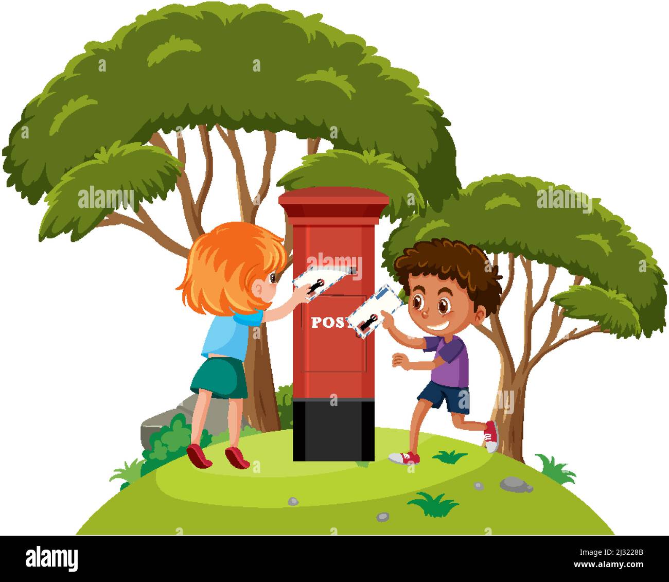 Isolated scene with people cartoon character illustration Stock Vector ...