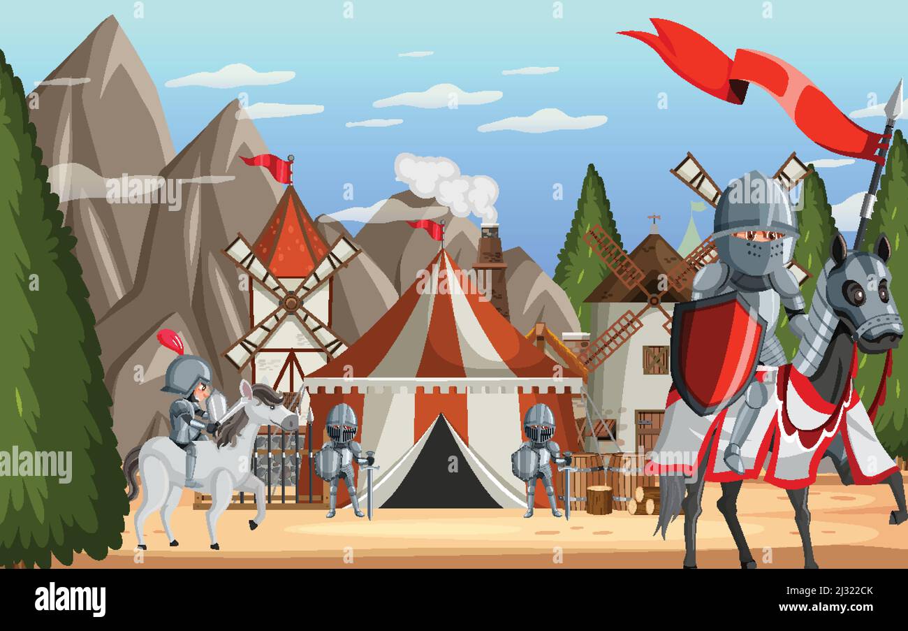 Military medieval camp with tent illustration Stock Vector Image & Art ...