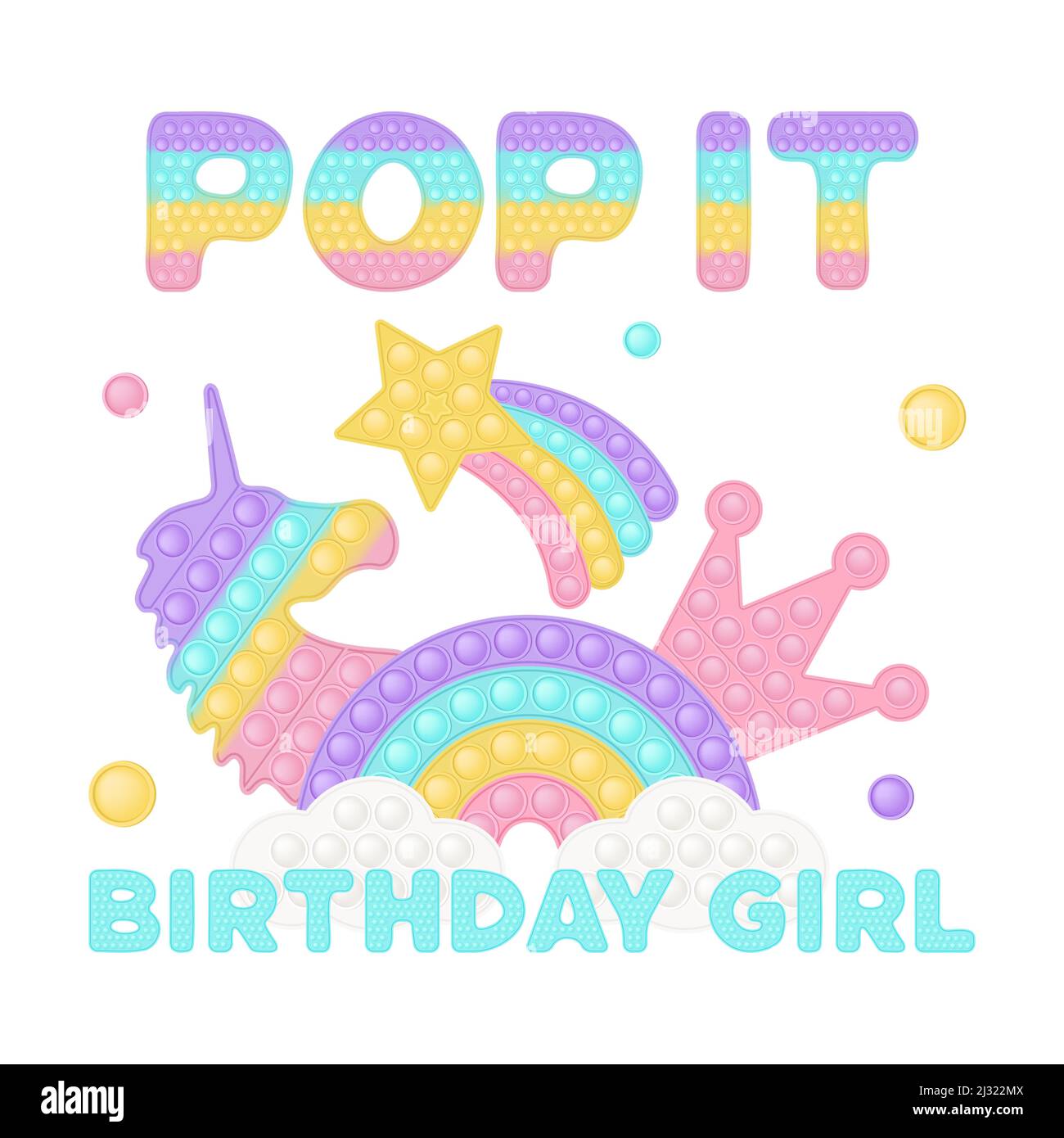 Popit birthday girl sublimation in fidget toy style. Bubble pop it ...