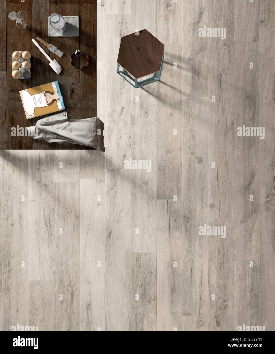 Modern interior design of room with wood texture tiles, seamless design ...