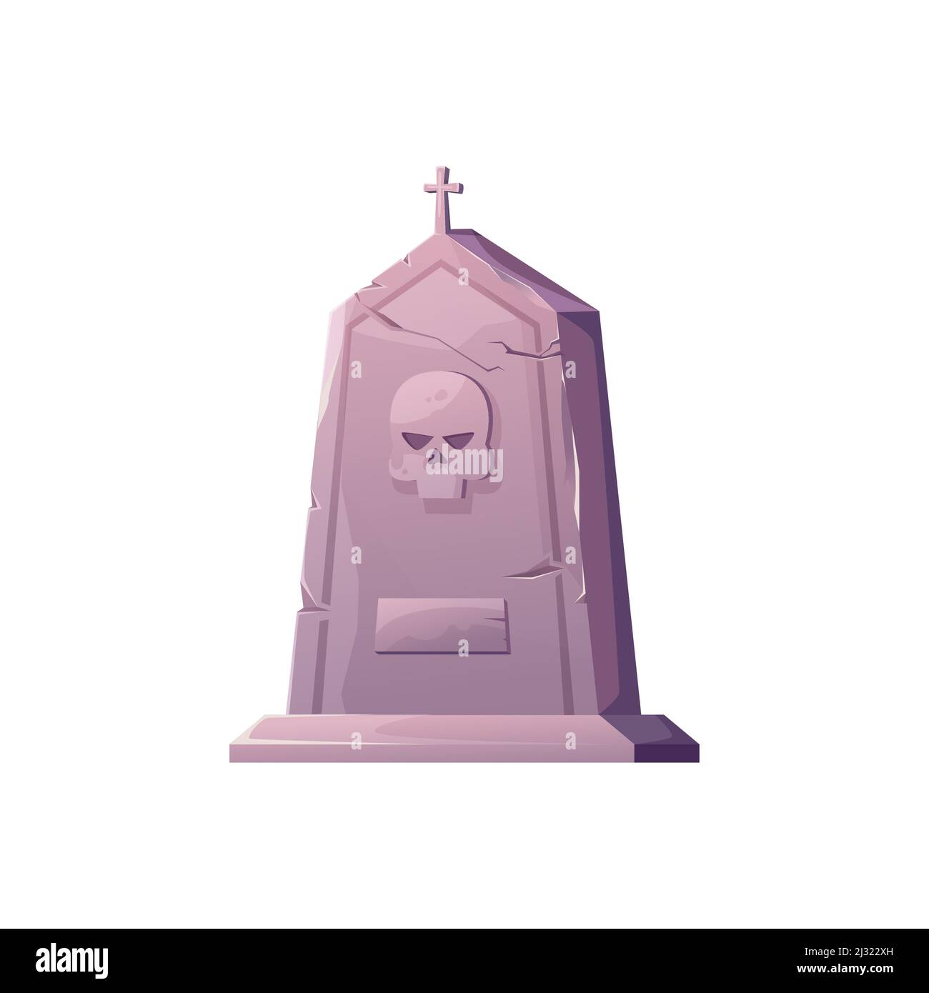 Tombstone or headstone isolated cartoon gravestone with cross on top ...