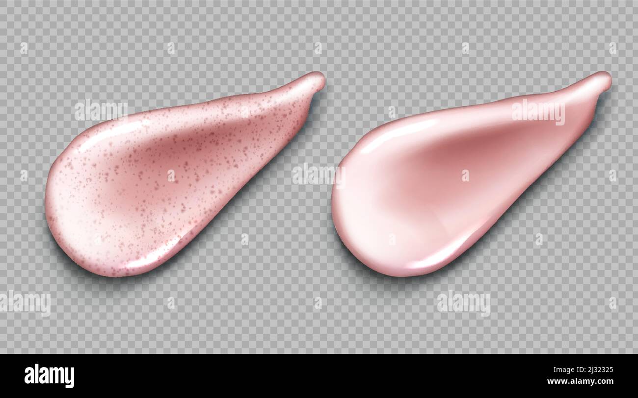 Cosmetic cream and scrub smear realistic set of vector illustrations ...