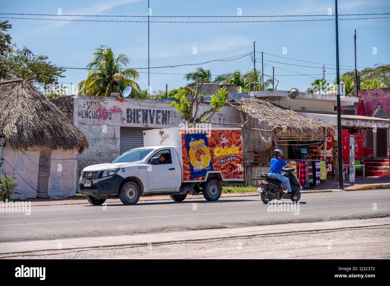 Piste, Mexico - March 25, 2022: View of a street scene in the city of ...
