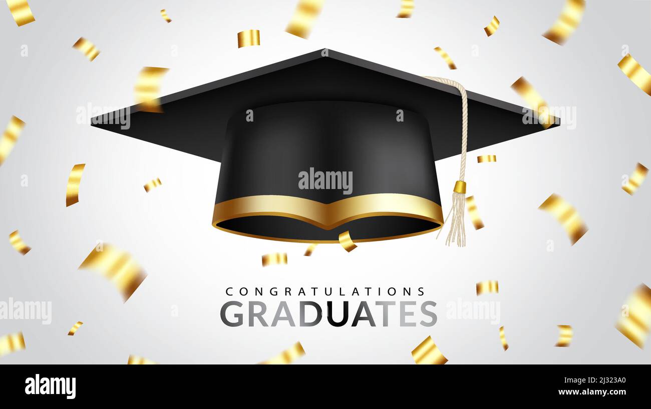 Graduation greeting vector design. Congratulations graduates text with ...
