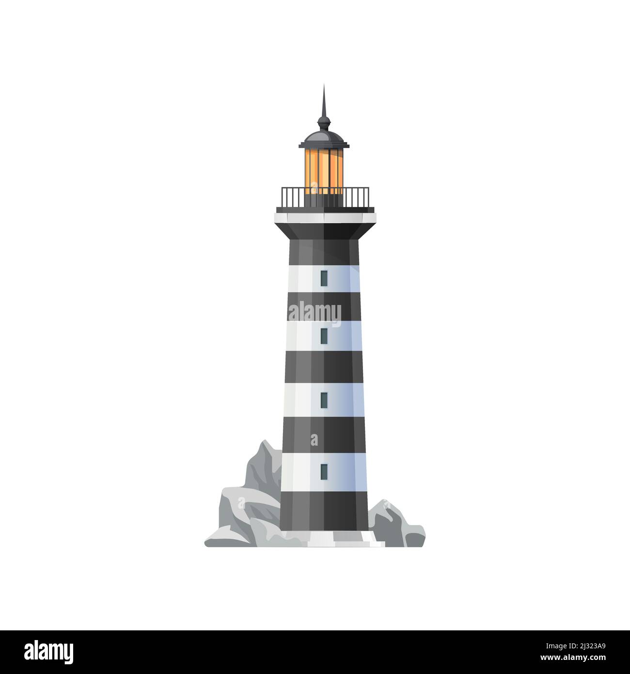 Sea lighthouse building icon. Marine lighthouse tower, vector nautical ...