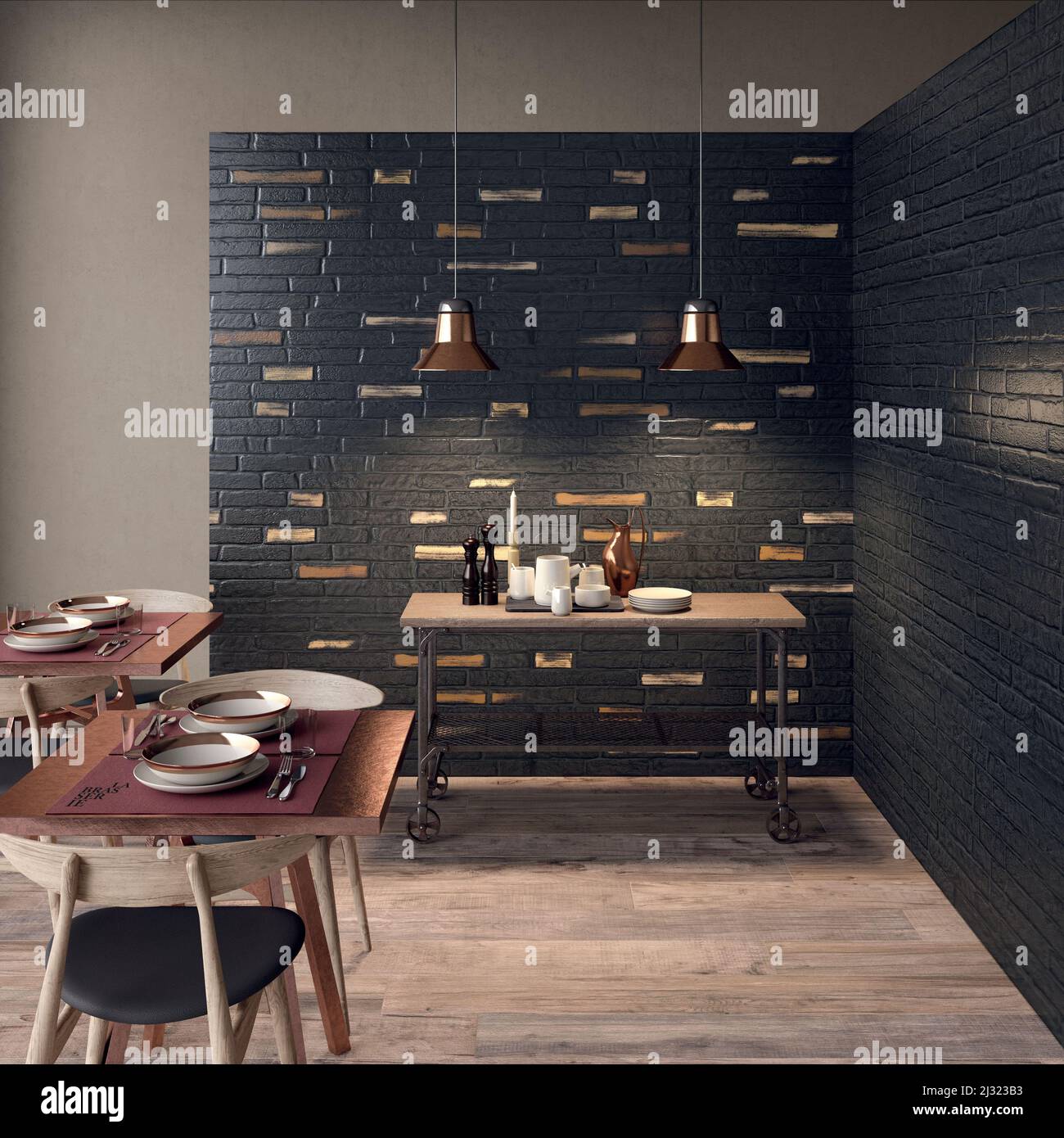 Modern interior design of restaurant, seamless table and chairs ...