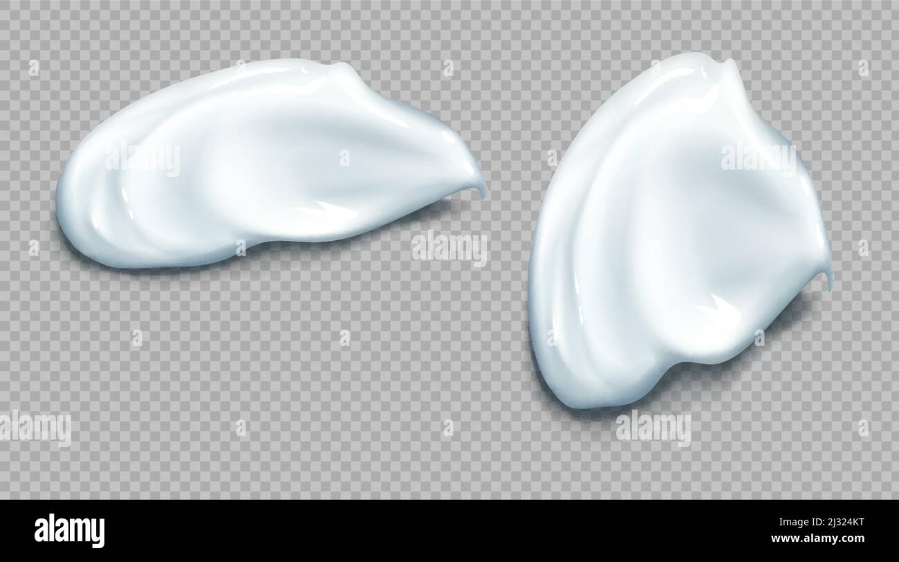 Cosmetic or sour cream smear realistic set of vector illustrations ...