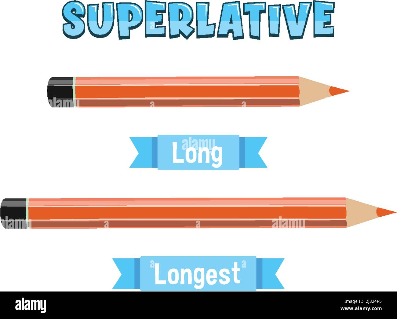 Superlative Adjectives for word long illustration Stock Vector Image ...