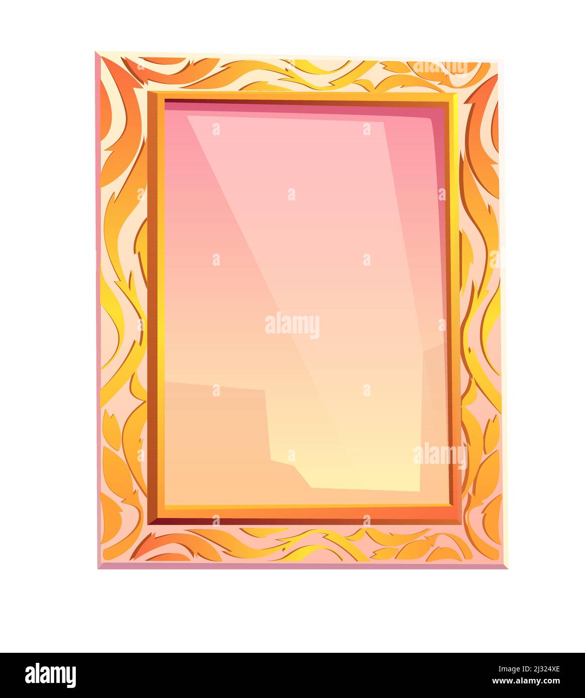 Royal mirror in golden frame isolated on white background. Vector ...