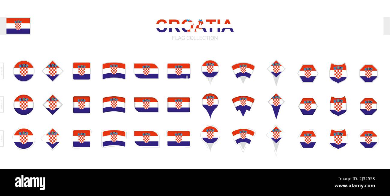 Large collection of Croatia flags of various shapes and effects. Big ...