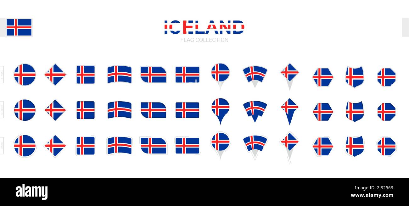 Large collection of Iceland flags of various shapes and effects. Big ...