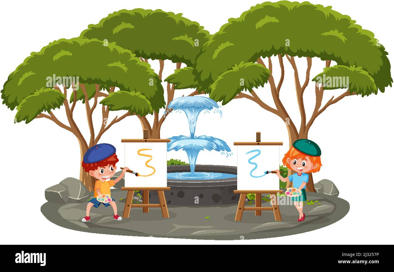 Isolated outdoor park with children illustration Stock Vector Image ...