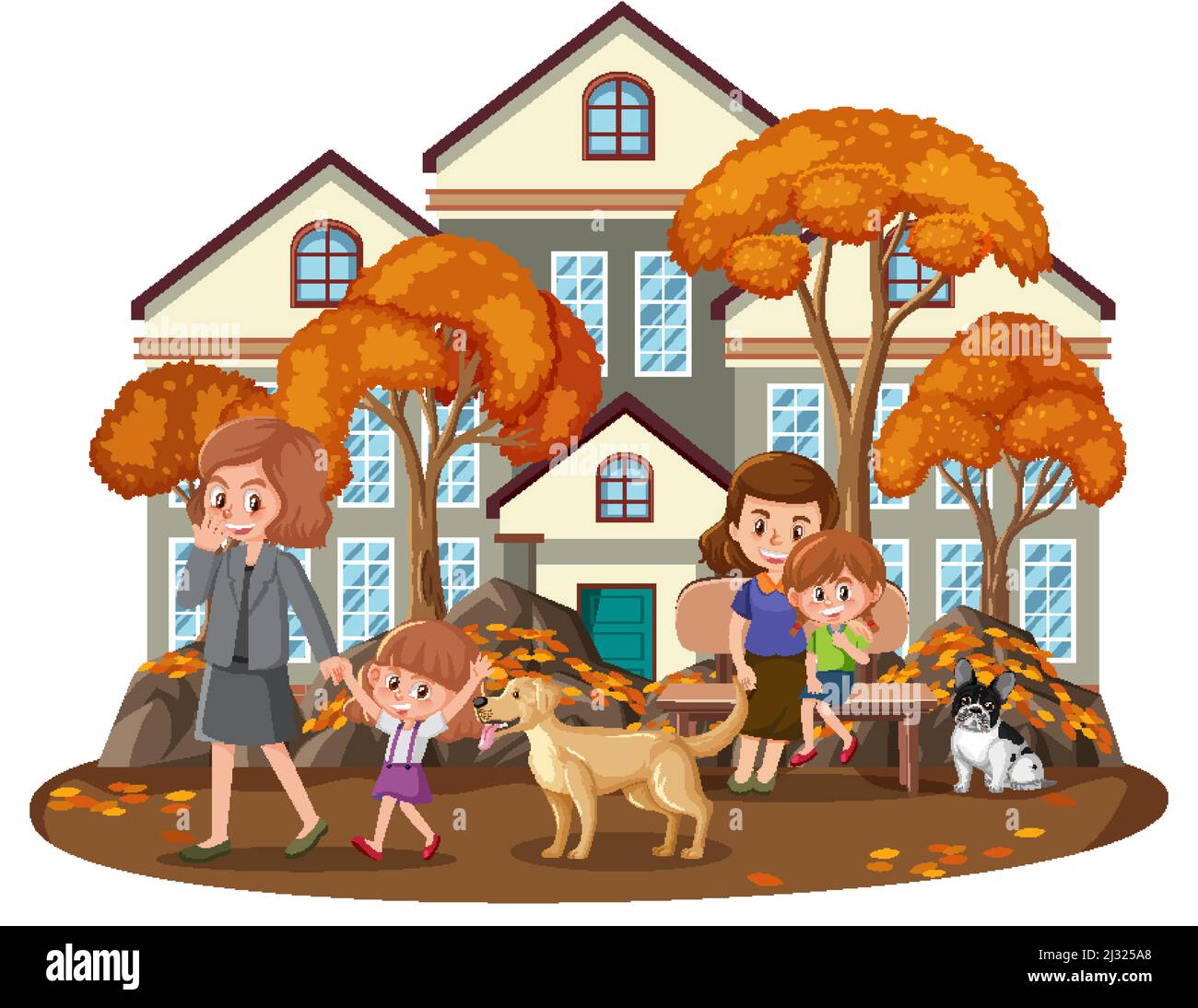 Isolated scene with people cartoon character illustration Stock Vector ...