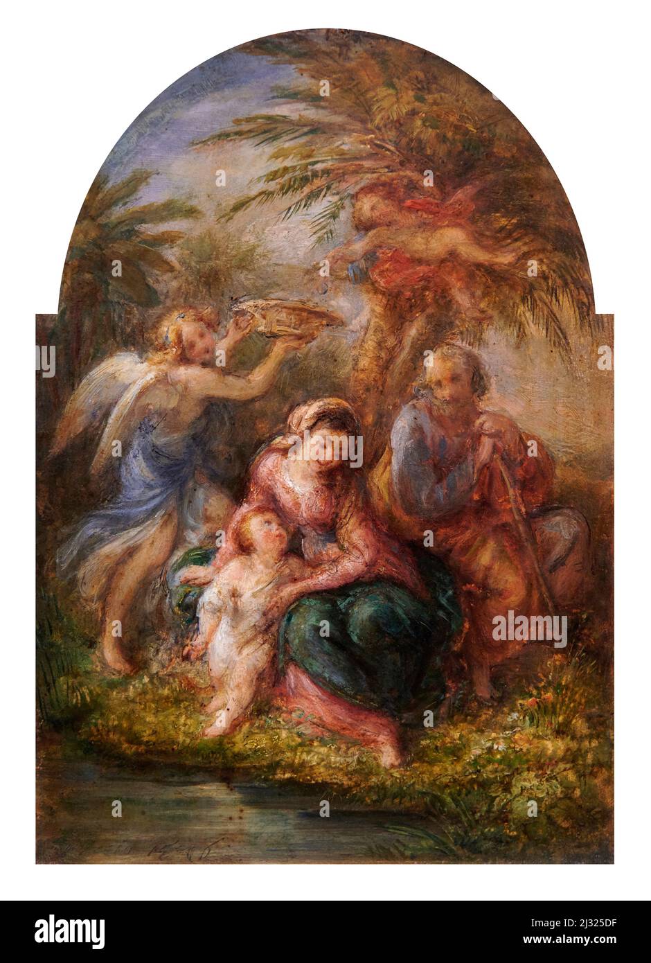 Rest during the flight into Egypt - oil on cardboard - Giovanni ...