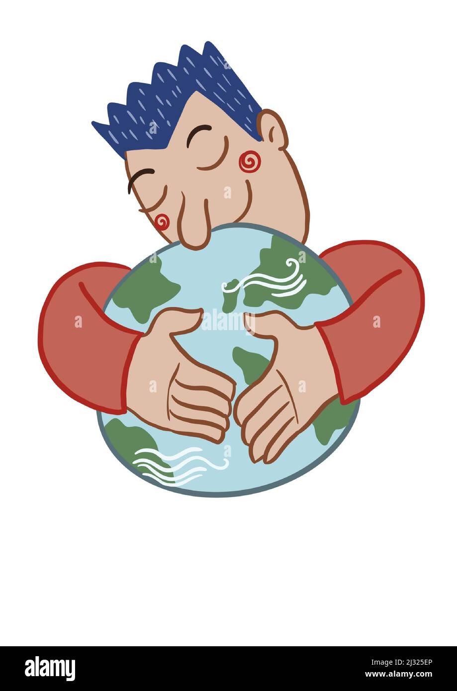 Hug the world illustration Stock Photo - Alamy