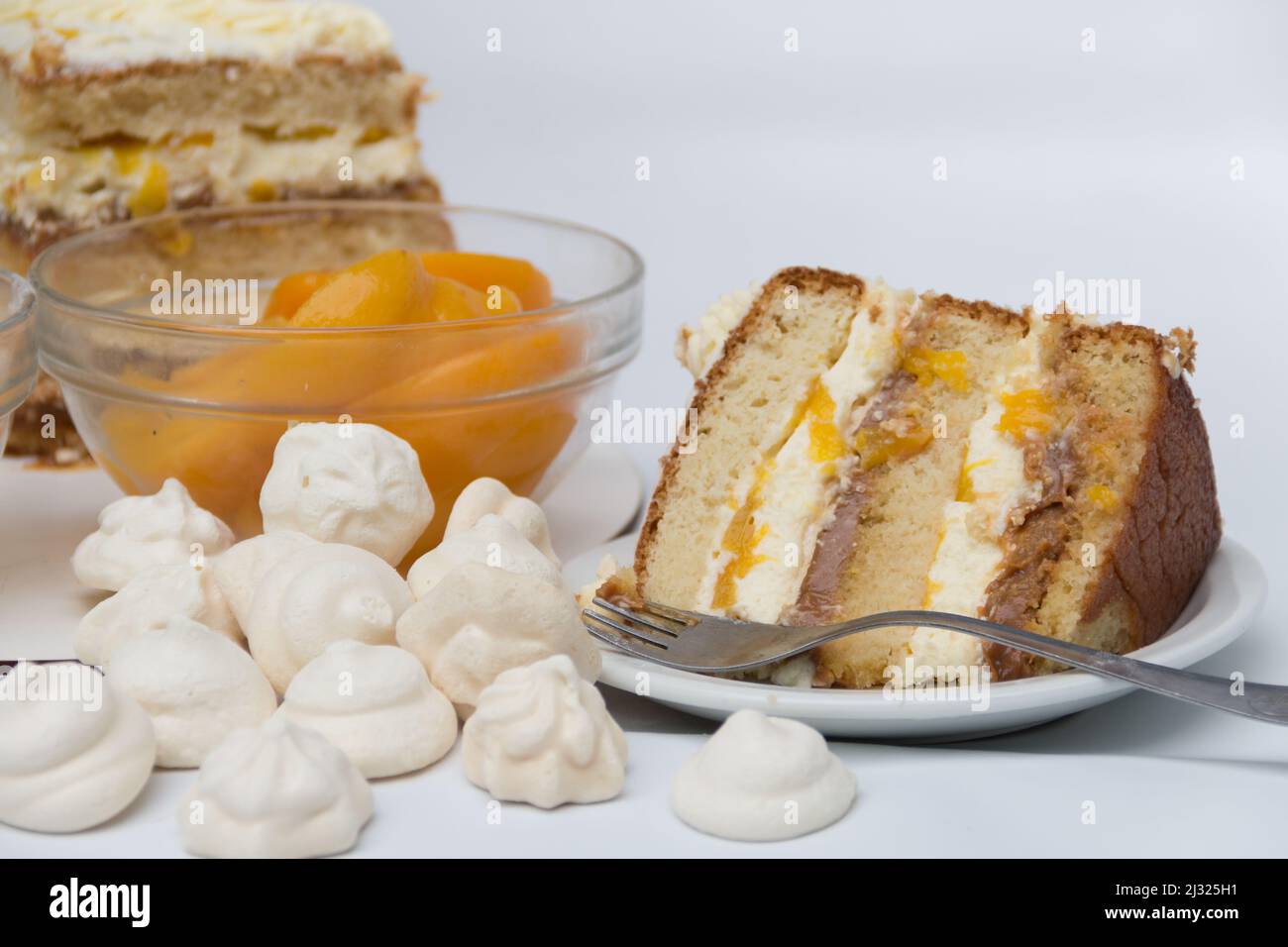 Chaja dessert, made with meringue, cream peaches and dulce de leche ...