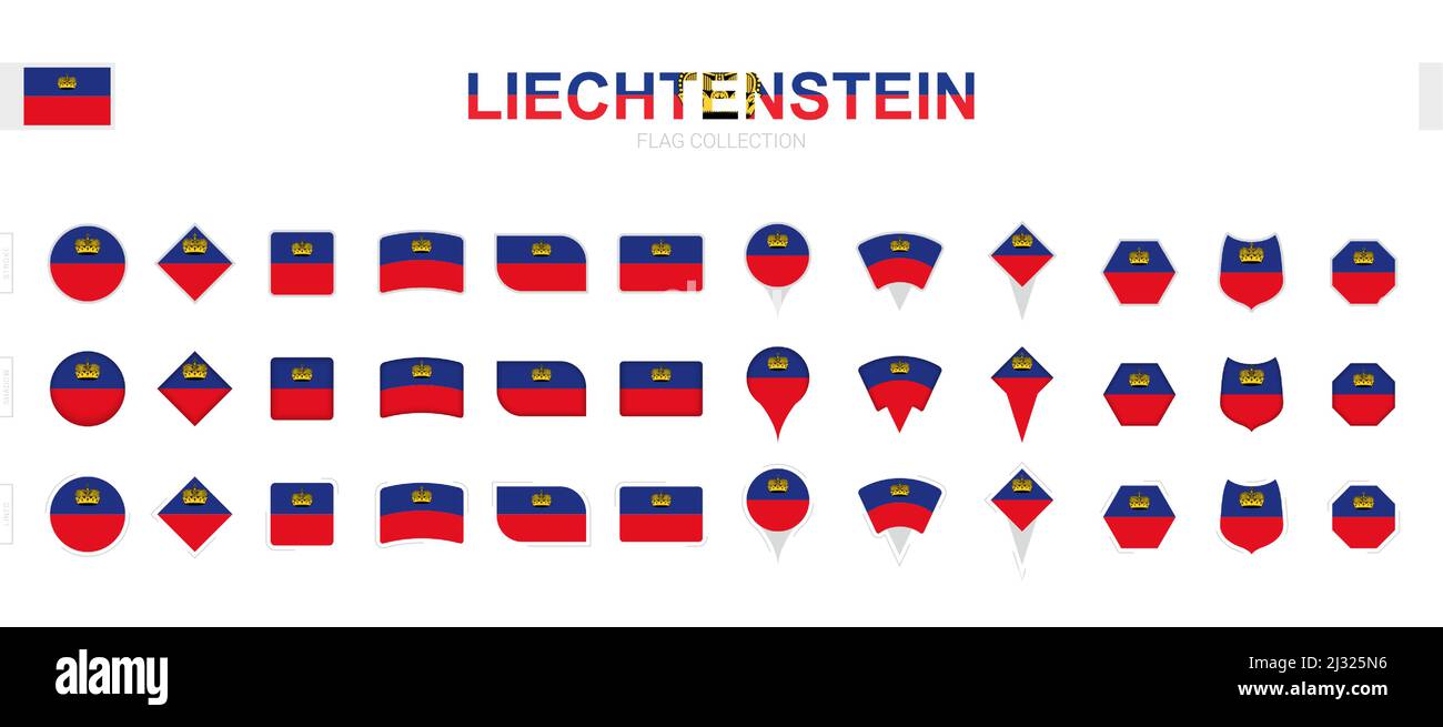 Large collection of Liechtenstein flags of various shapes and effects ...