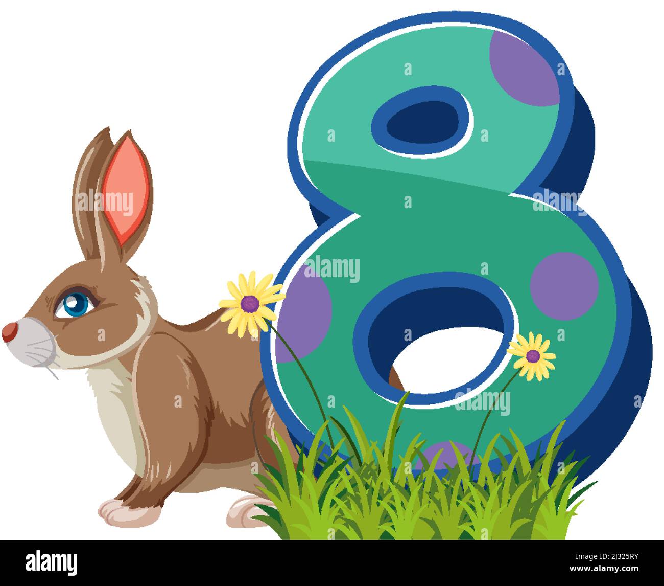 Rabbit holding the number character isolated on white background ...