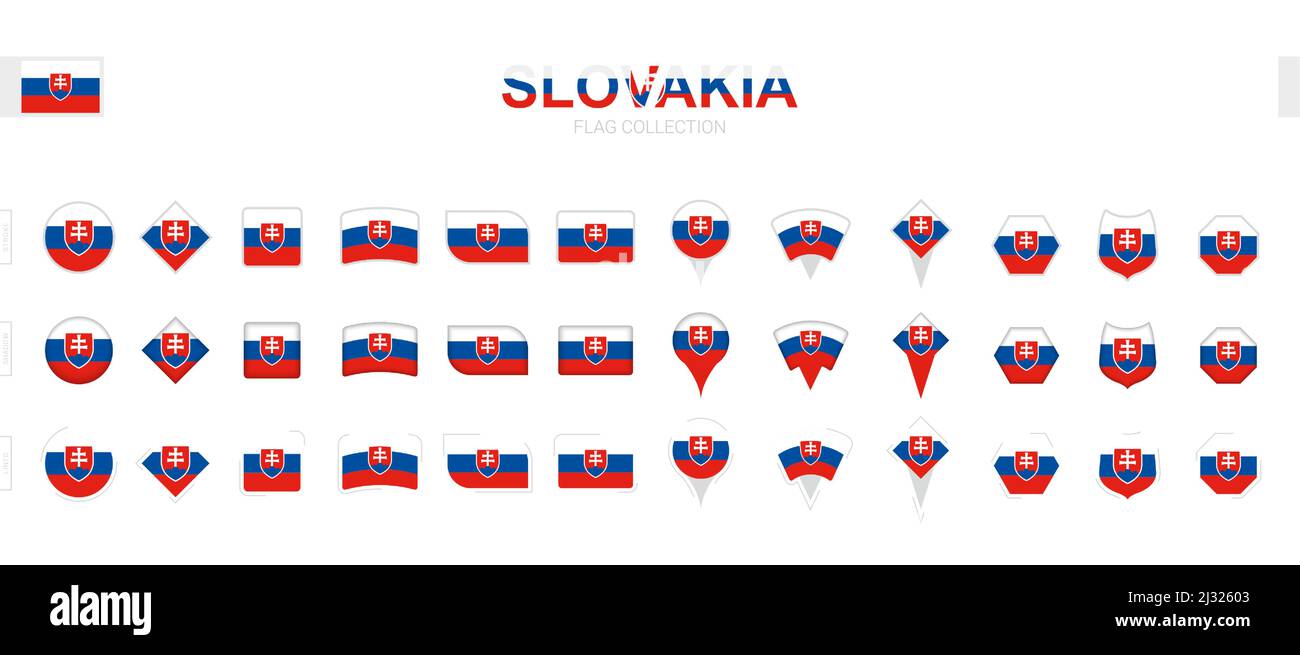 Large collection of Slovakia flags of various shapes and effects. Big ...