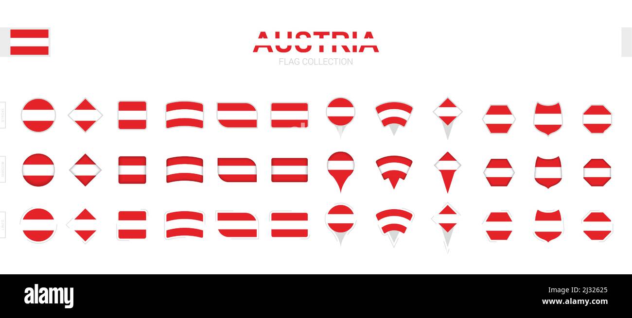 Large collection of Austria flags of various shapes and effects. Big ...