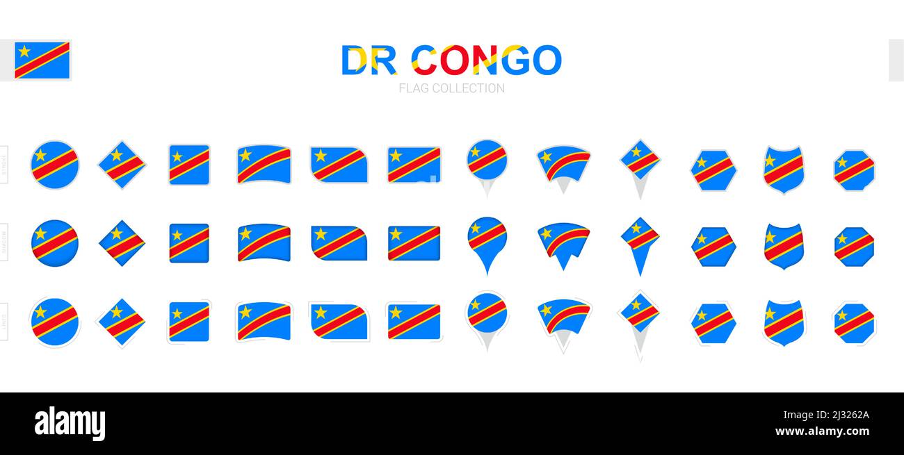 Large collection of DR Congo flags of various shapes and effects. Big ...