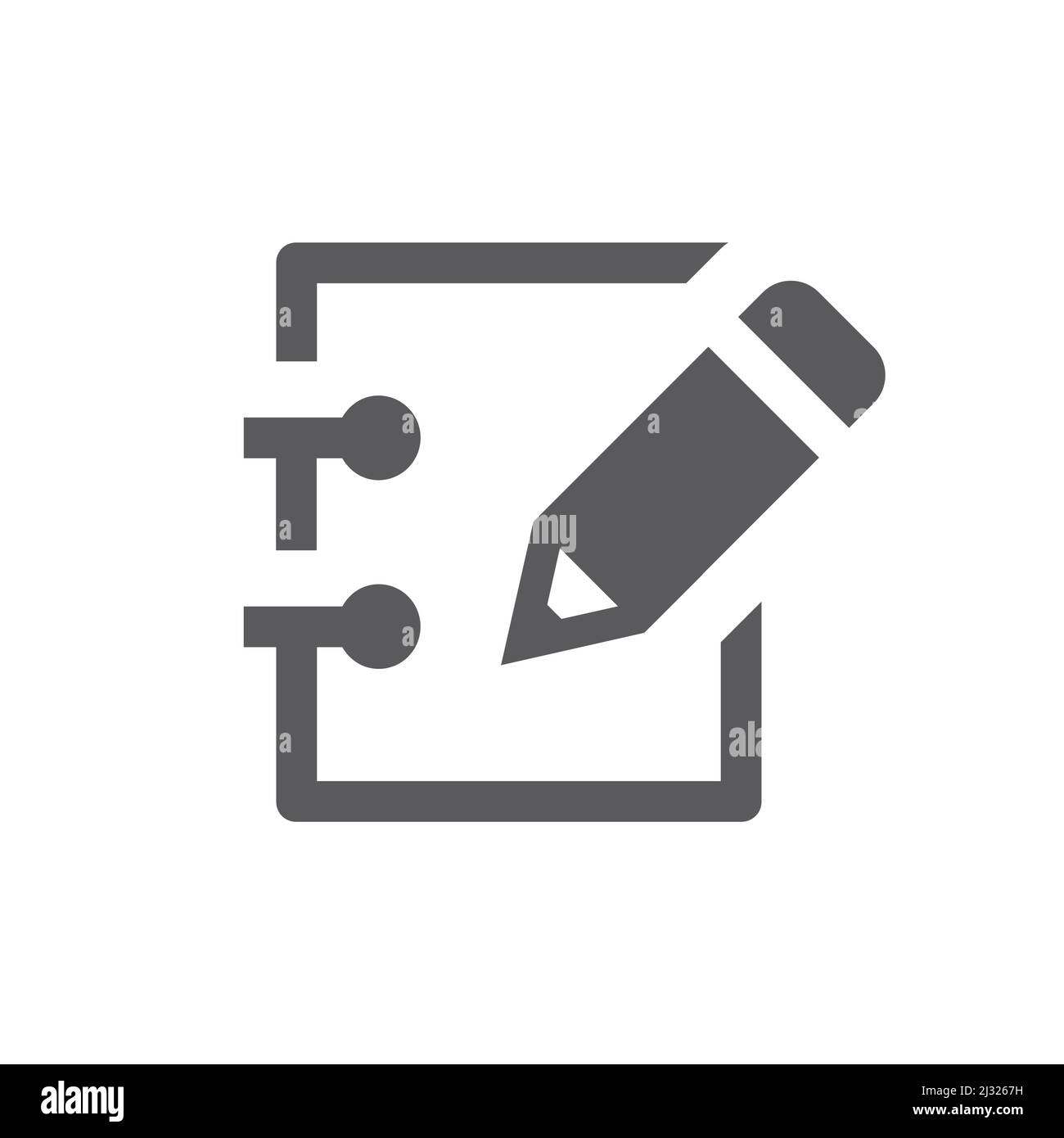 Notebook page and pencil black vector icon. Edit, organizer filled ...