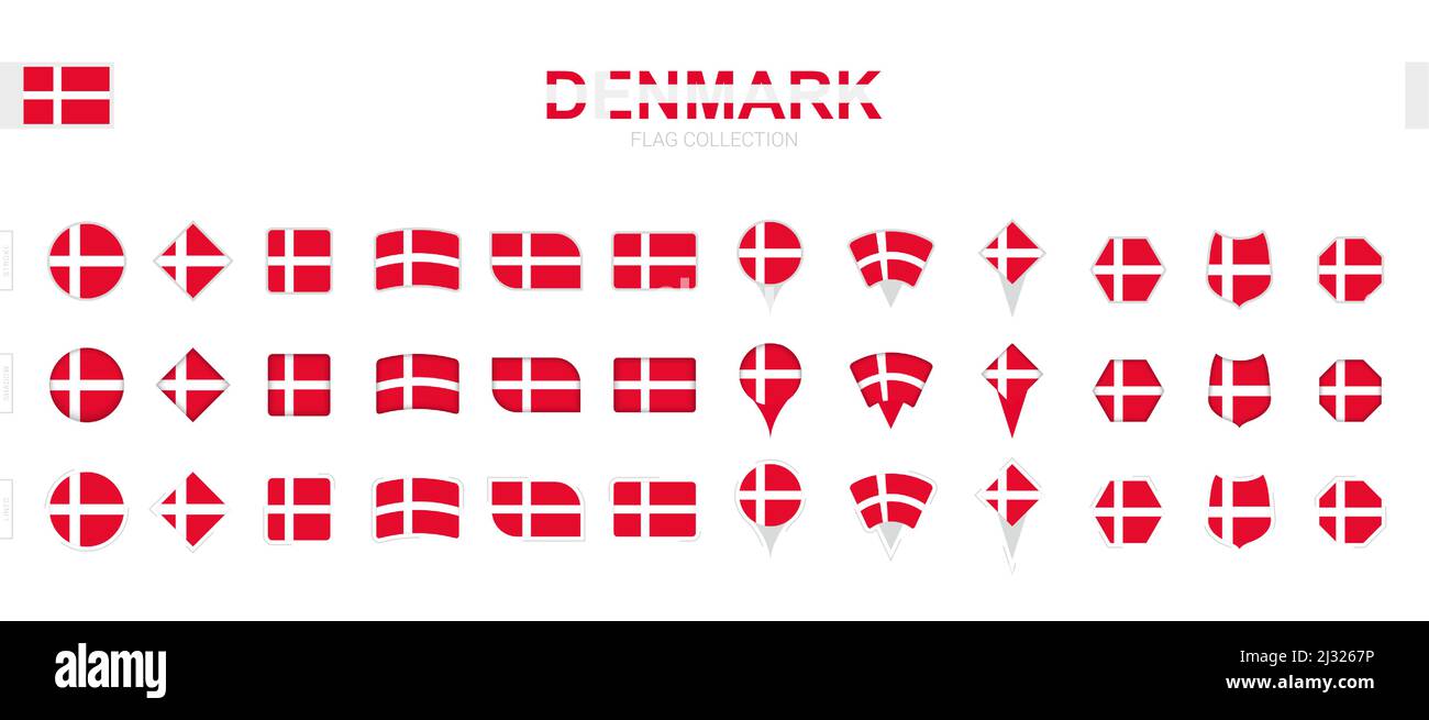 Large collection of Denmark flags of various shapes and effects. Big ...